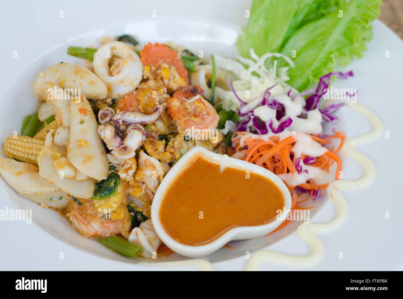 Fried Seafood Sukiyaki Stock Photo - Alamy