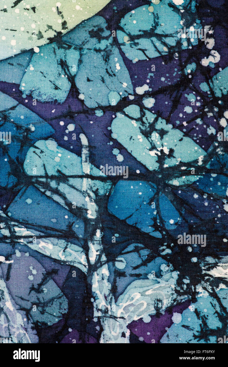 Abstraction, turquoise and violet, hot batik, background texture ...