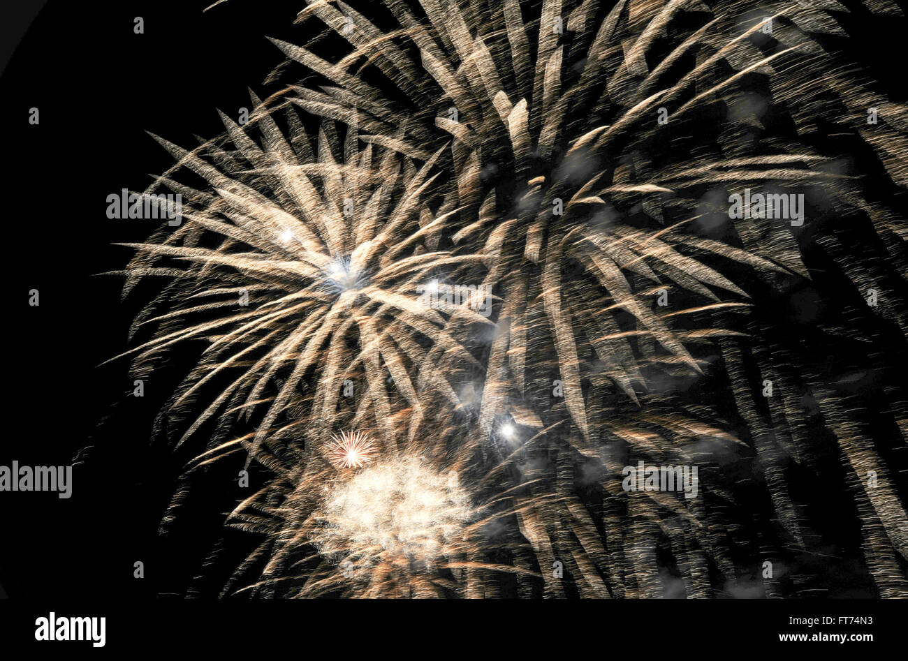 Colorful fireworks on the black sky background Stock Photo - Alamy