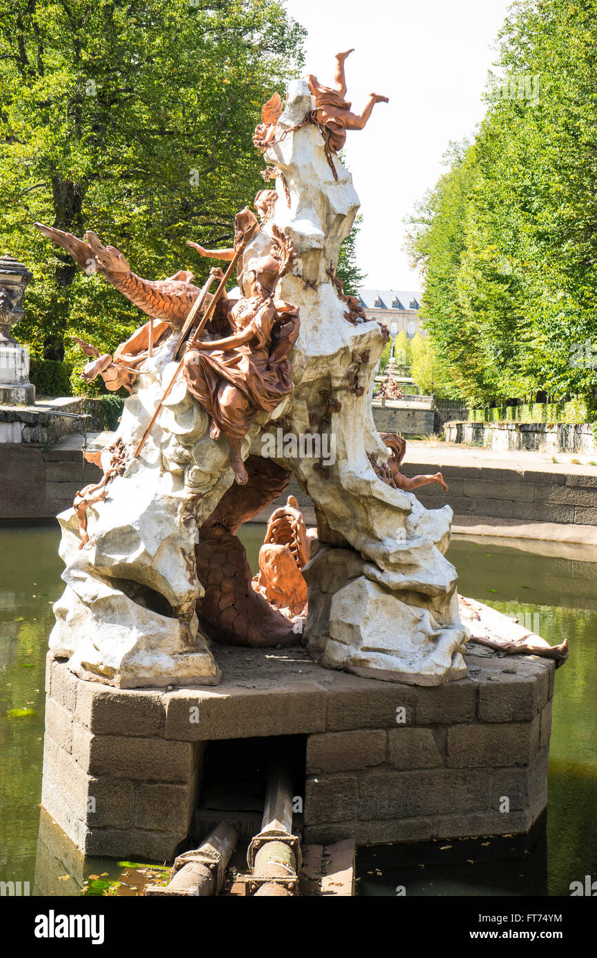 white marble sculptures in the gardens of Segovia, Spain. beautiful ...