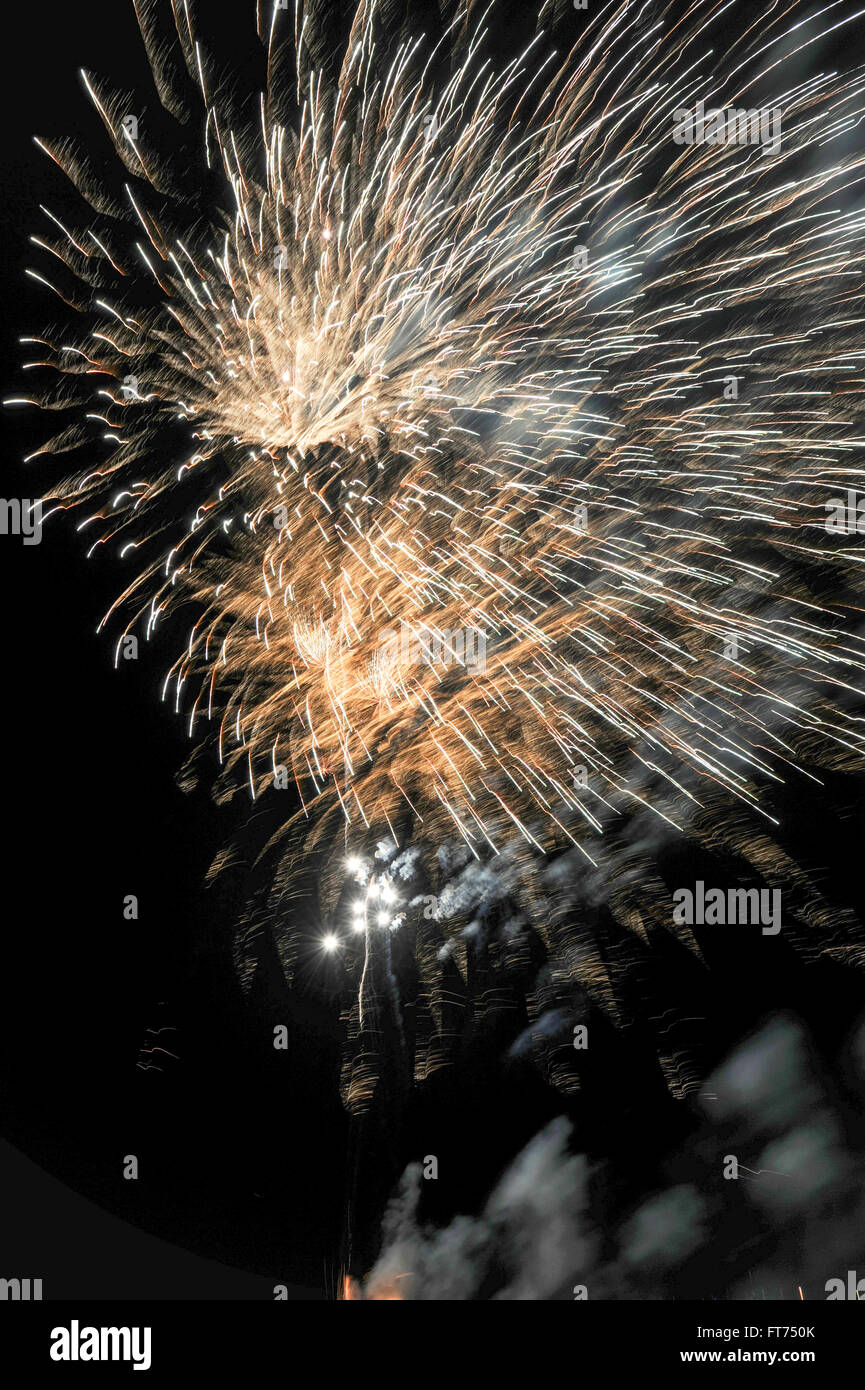 Colorful fireworks on the black sky background Stock Photo - Alamy