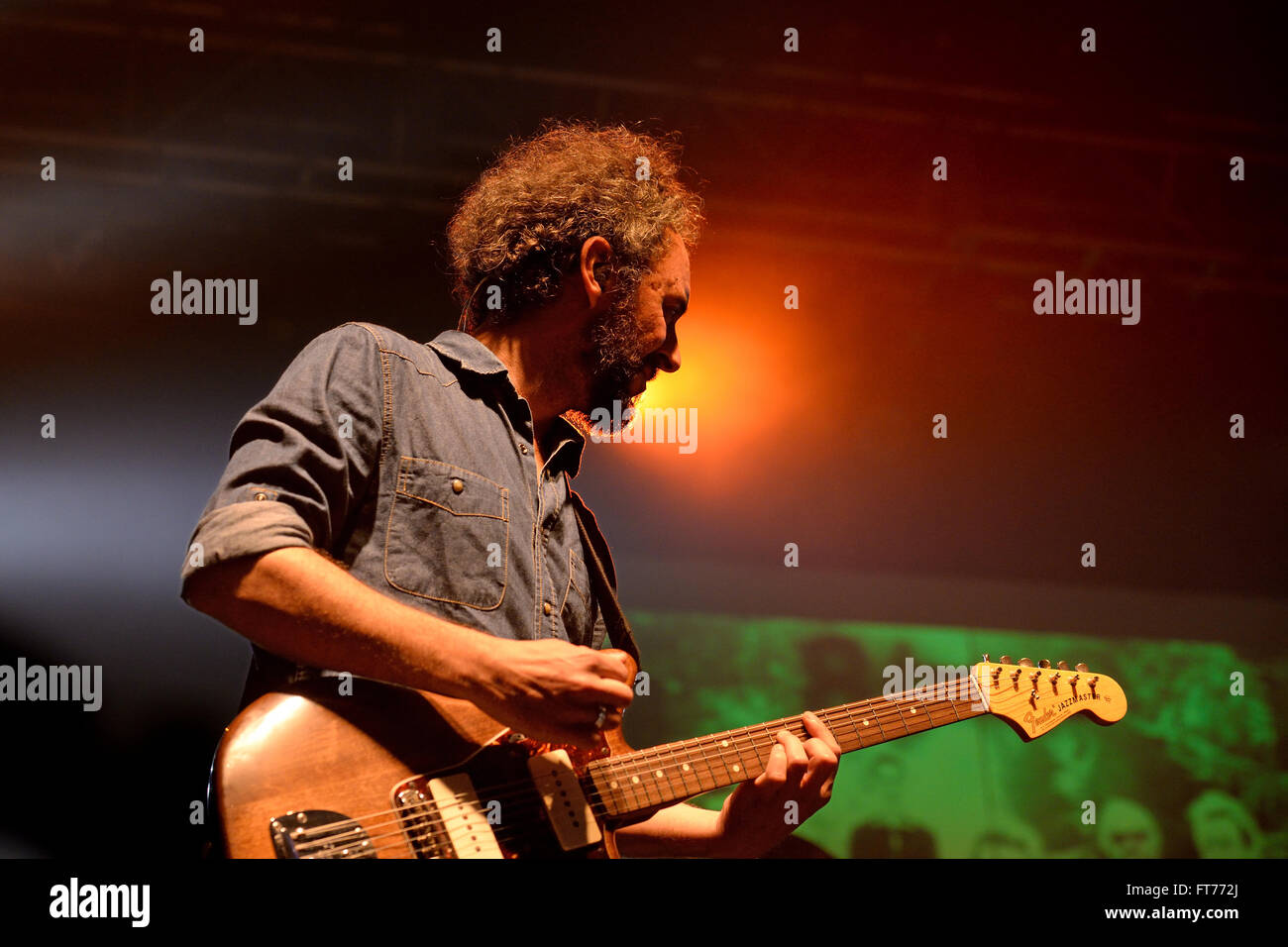 BARCELONA - MAY 16: The guitarist of Mishima (band from Catalonia) in a ...