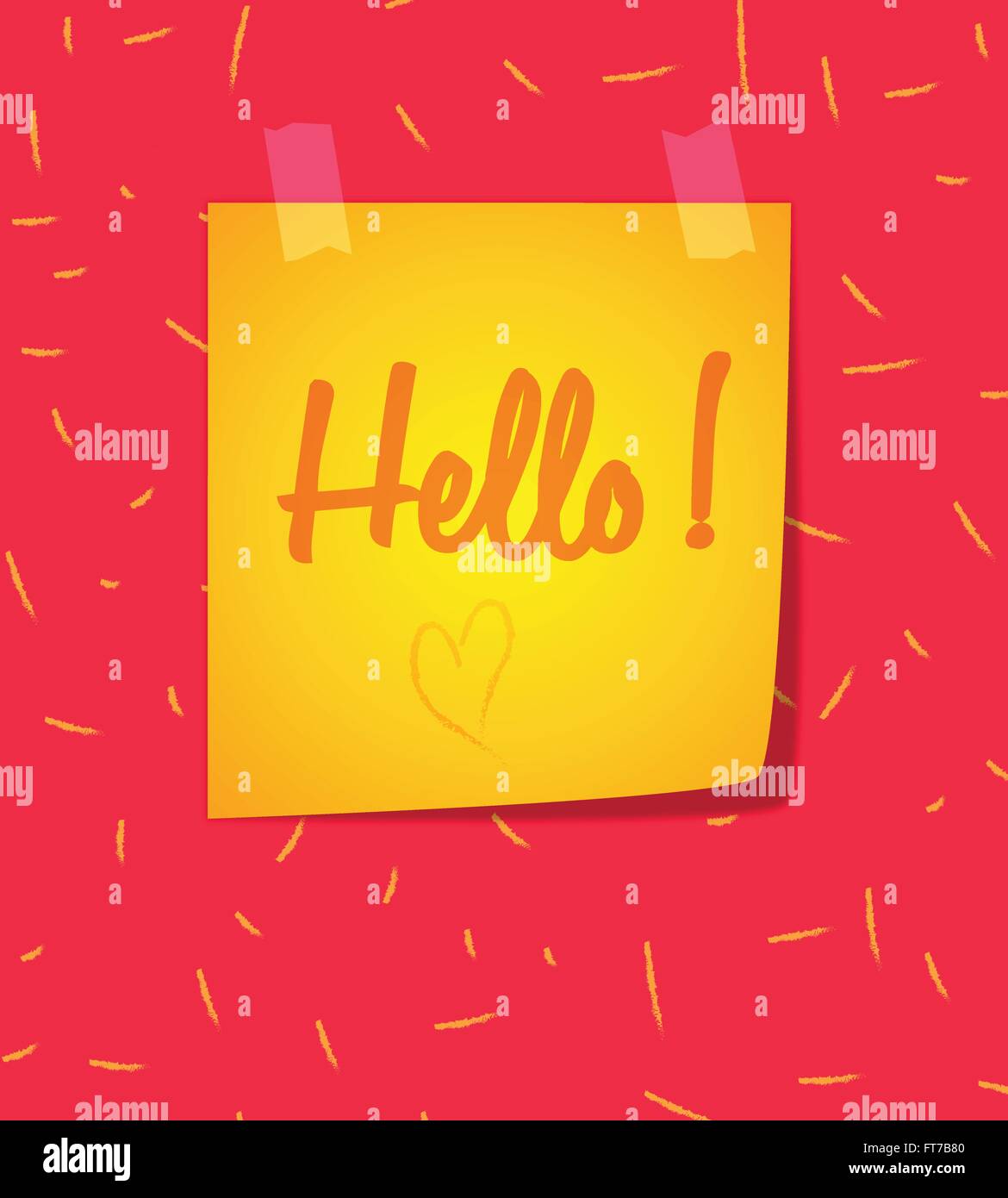 Hello paper note. Vector illustration. Text Hello on yellow note paper ...
