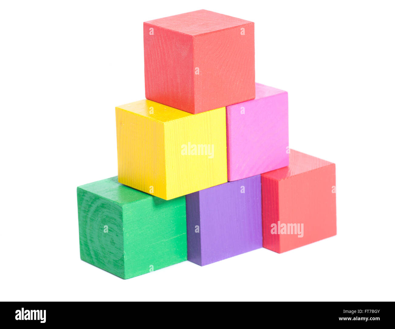 multicolor wooden bricks stack isolated white background Stock Photo ...