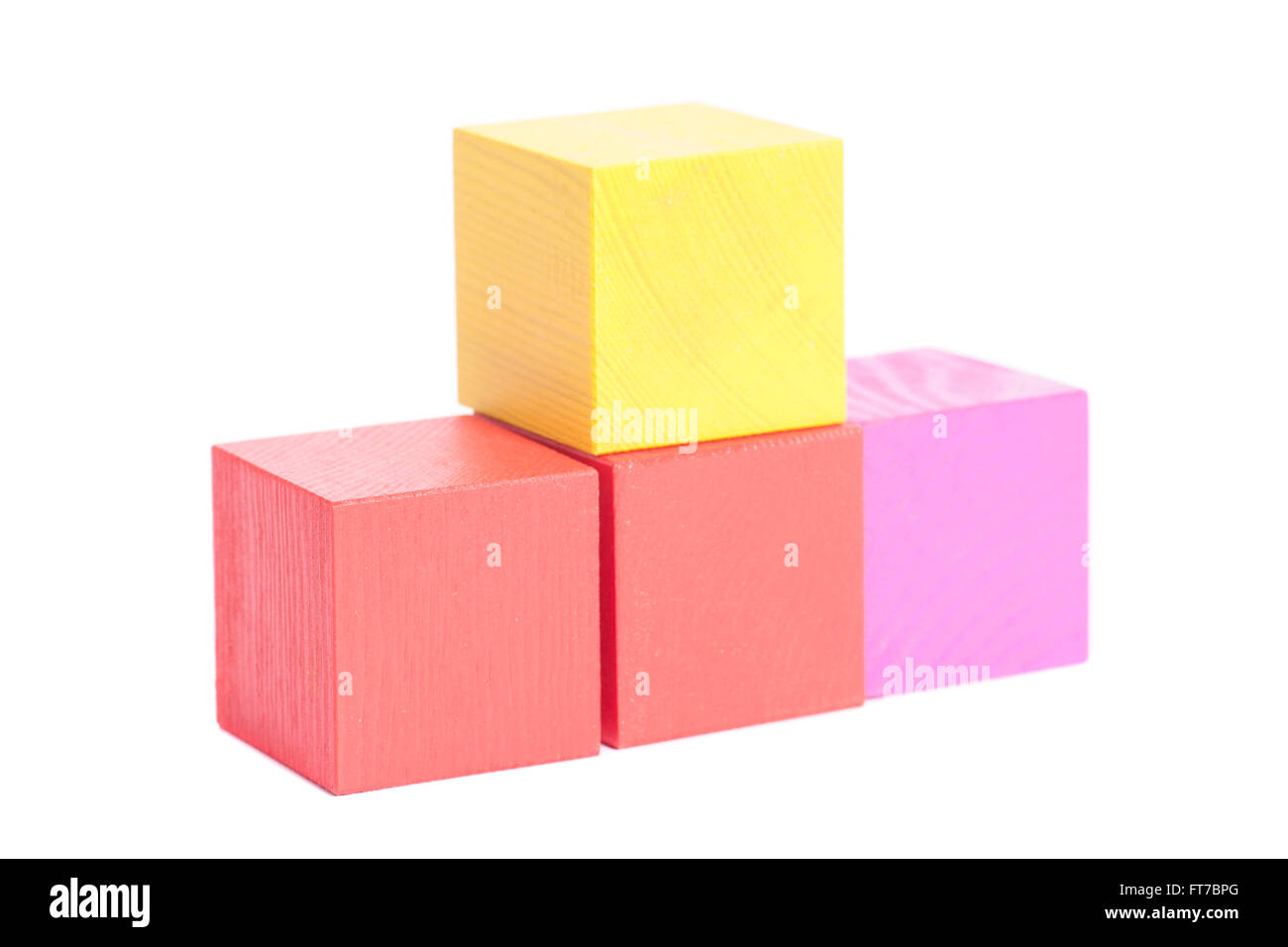 multicolor wooden bricks stack isolated white background Stock Photo ...
