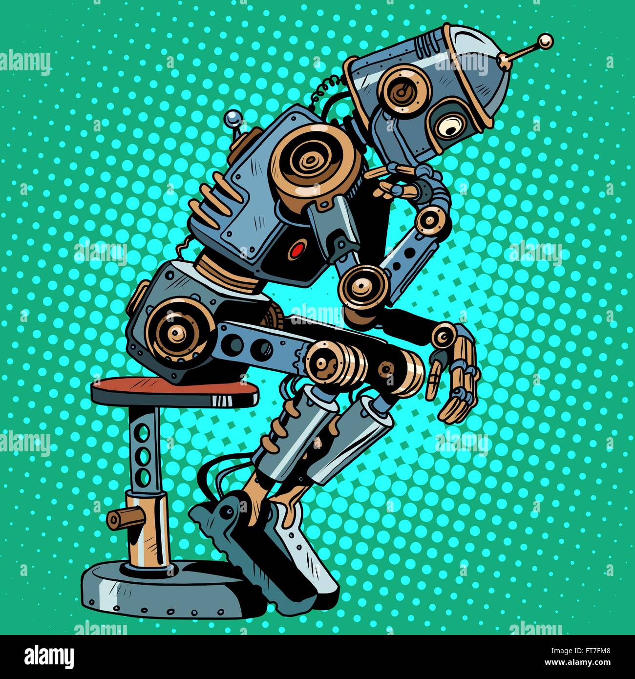 Robot thinker artificial intelligence progress Stock Vector Image & Art ...