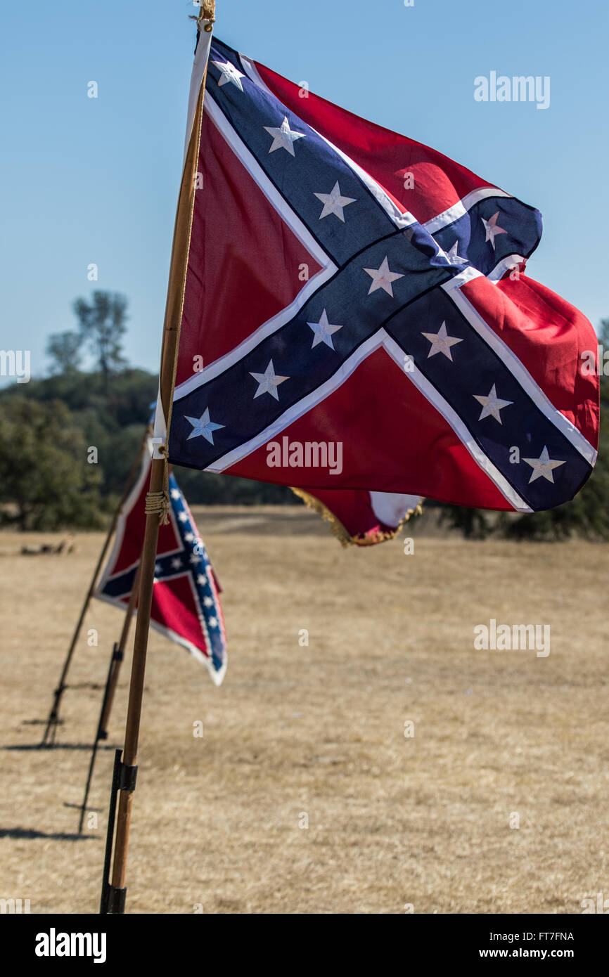 American Civil War era flags flying at a reenactment Stock Photo - Alamy