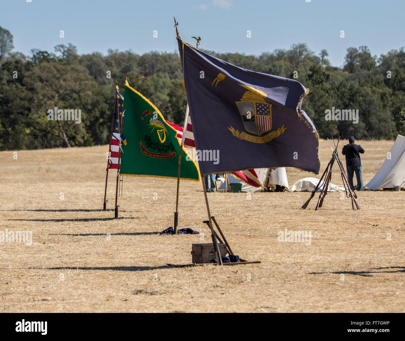 American Civil War era flags flying at a reenactment Stock Photo - Alamy