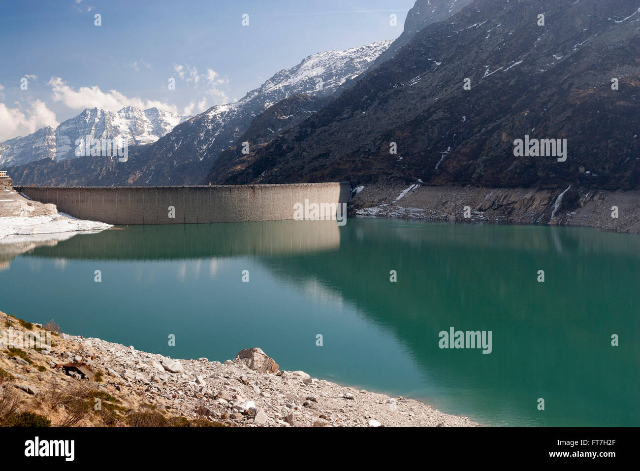 The arch dam of Teleccio Lake in Locana (Piedmont, Italian Alps Stock ...