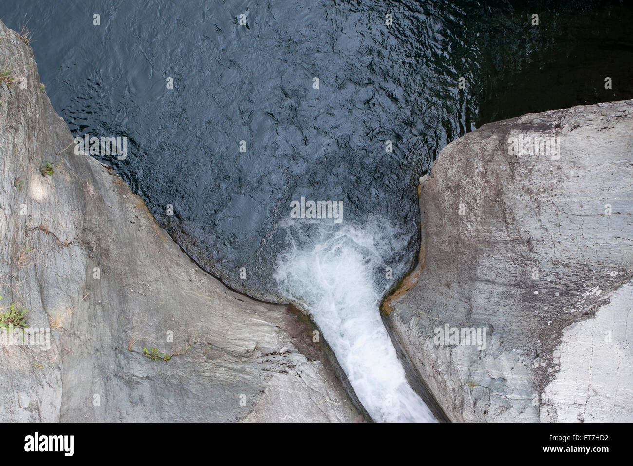Small waterfall seen from above Stock Photo - Alamy