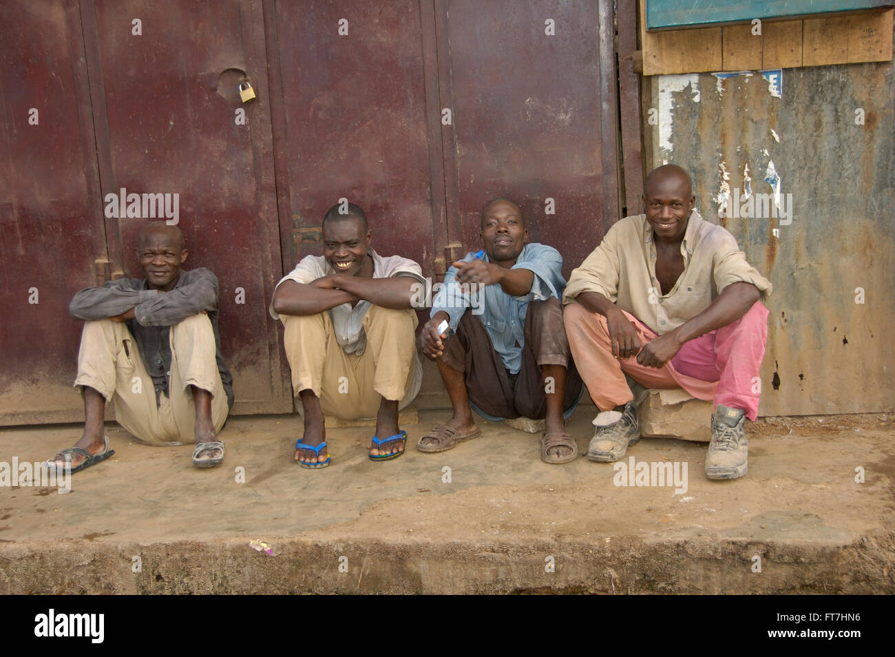 Kampala, Uganda-11 April 2017. The way people life in Uganda. Man ...
