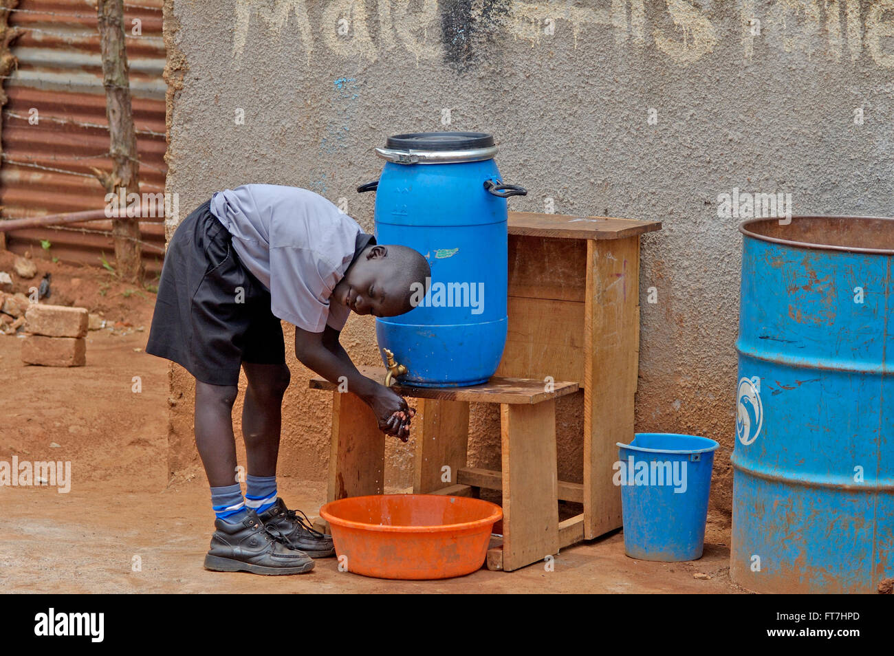 Kampala, Uganda-12 April 2007 Unidentified children in township school ...