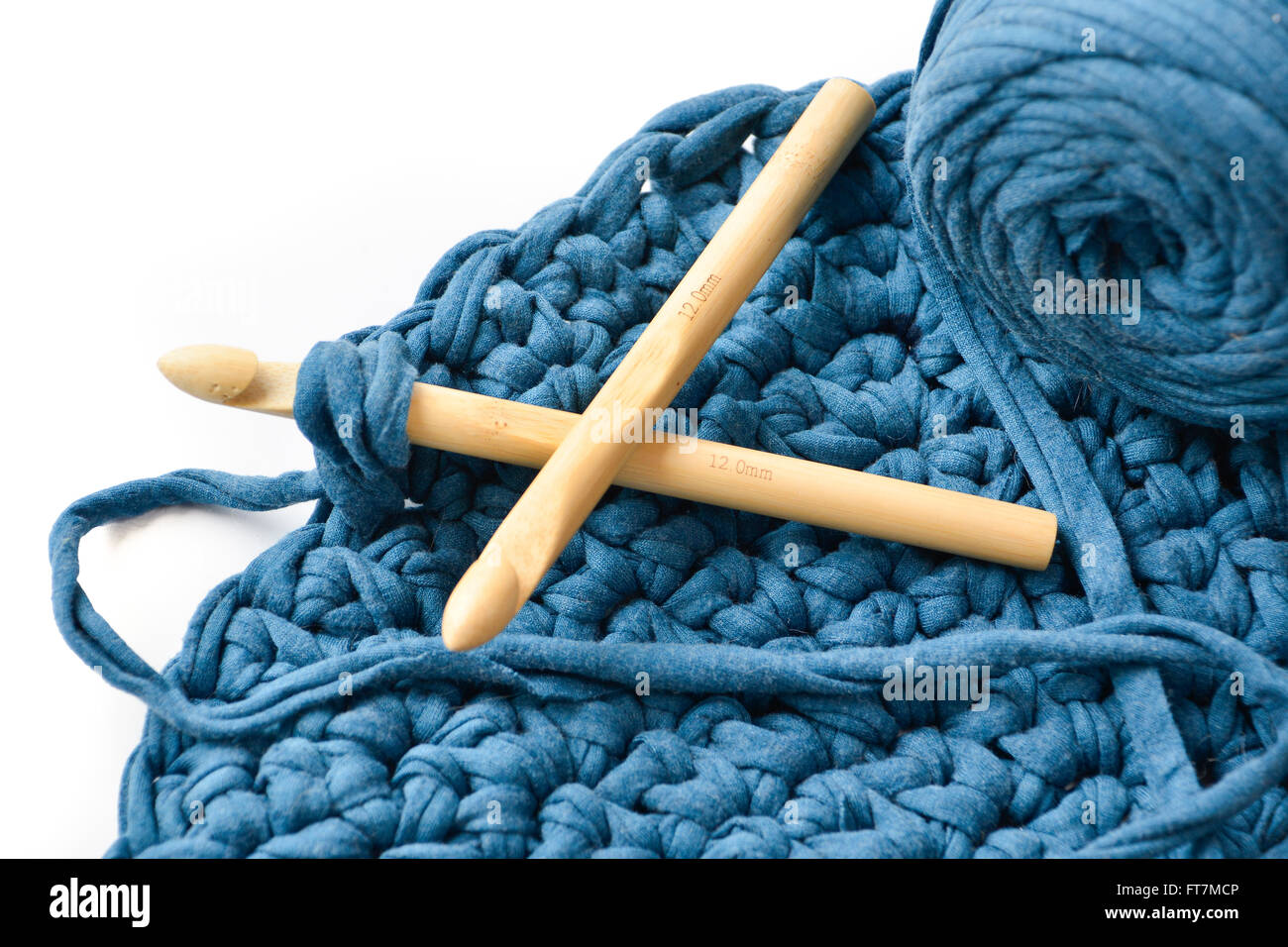 crochet needle and wool isolated on white background Stock Photo - Alamy