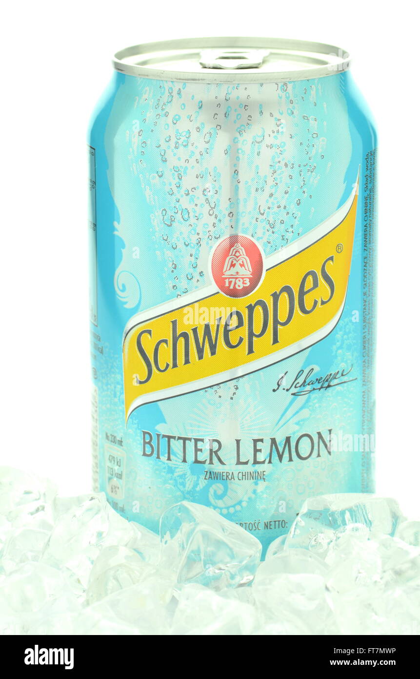 Schweppes drink on ice cubes Stock Photo - Alamy
