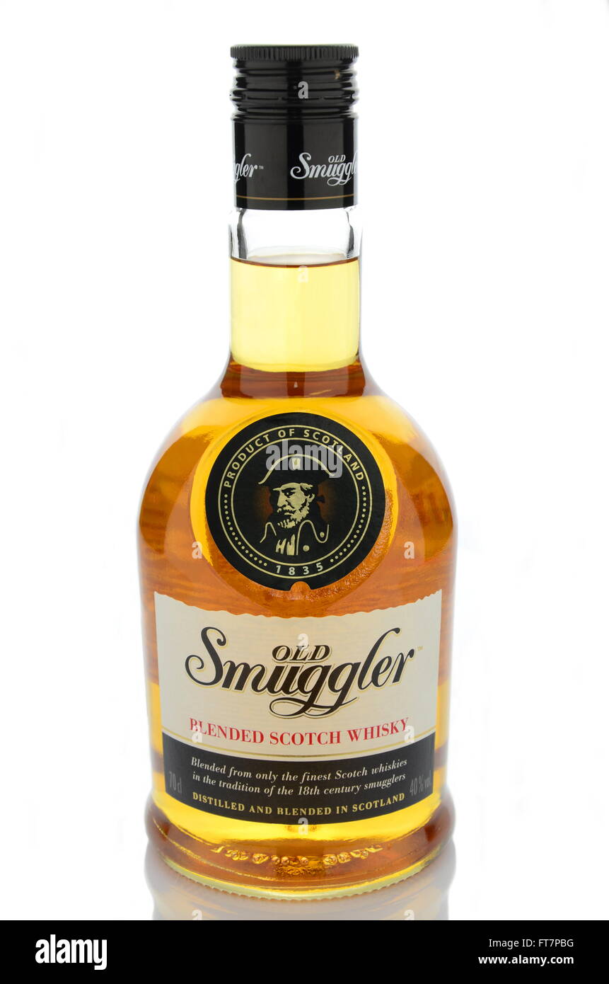 Old smuggler whisky isolated on white background Stock Photo - Alamy