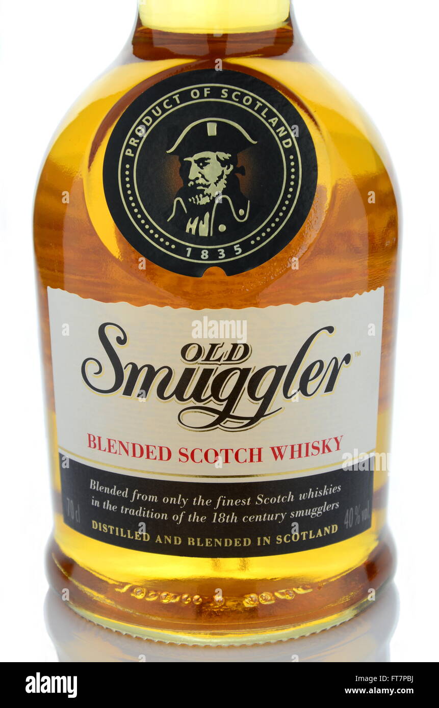Old smuggler whisky isolated on white background Stock Photo - Alamy