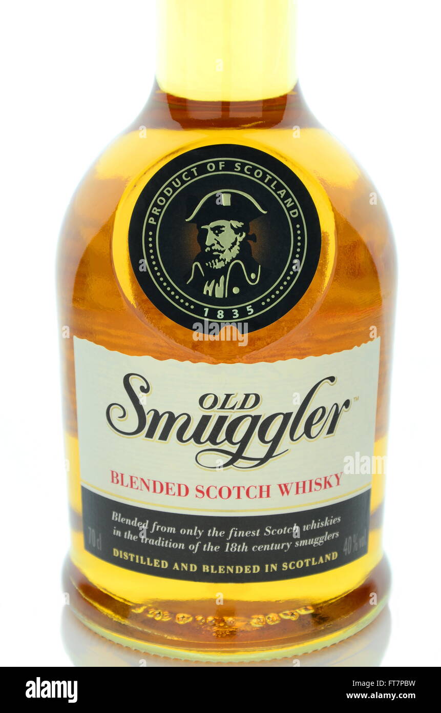 Old smuggler whisky isolated on white background Stock Photo - Alamy