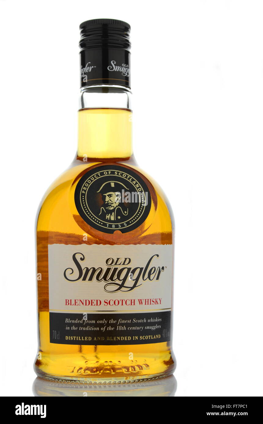 Old smuggler whisky isolated on white background Stock Photo - Alamy