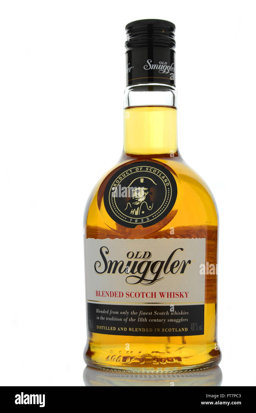 Old smuggler whisky isolated on white background Stock Photo - Alamy