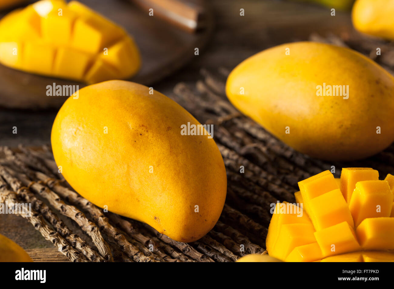 Raw Organic Yellow Mangos Ready to Eat Stock Photo - Alamy