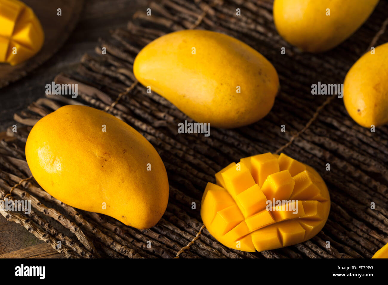 Raw Organic Yellow Mangos Ready to Eat Stock Photo - Alamy