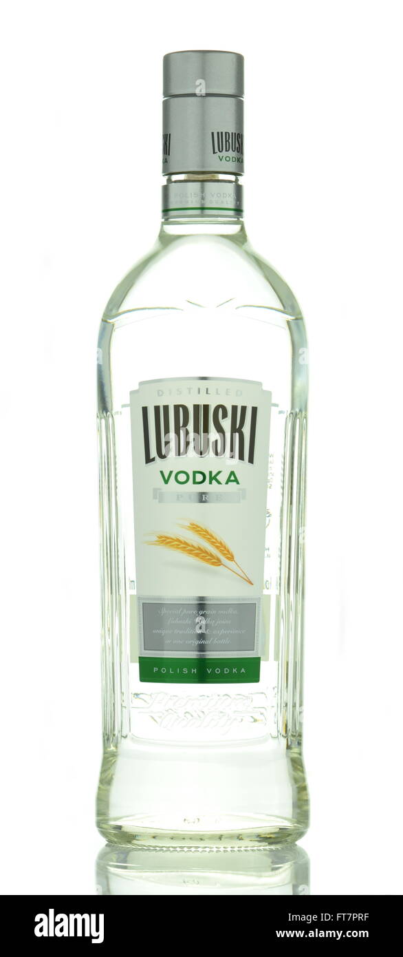 Lubuski pure vodka isolated on white background Stock Photo - Alamy