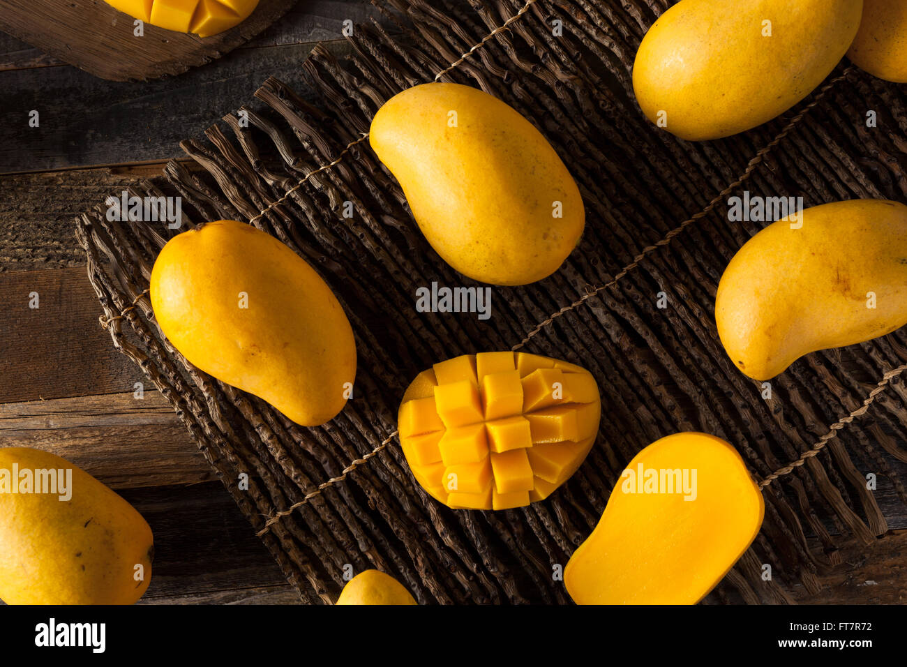 Raw Organic Yellow Mangos Ready to Eat Stock Photo - Alamy