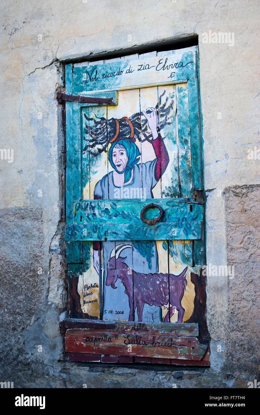 Painted doors of Valloria, Province of Imperia, Italy Stock Photo - Alamy