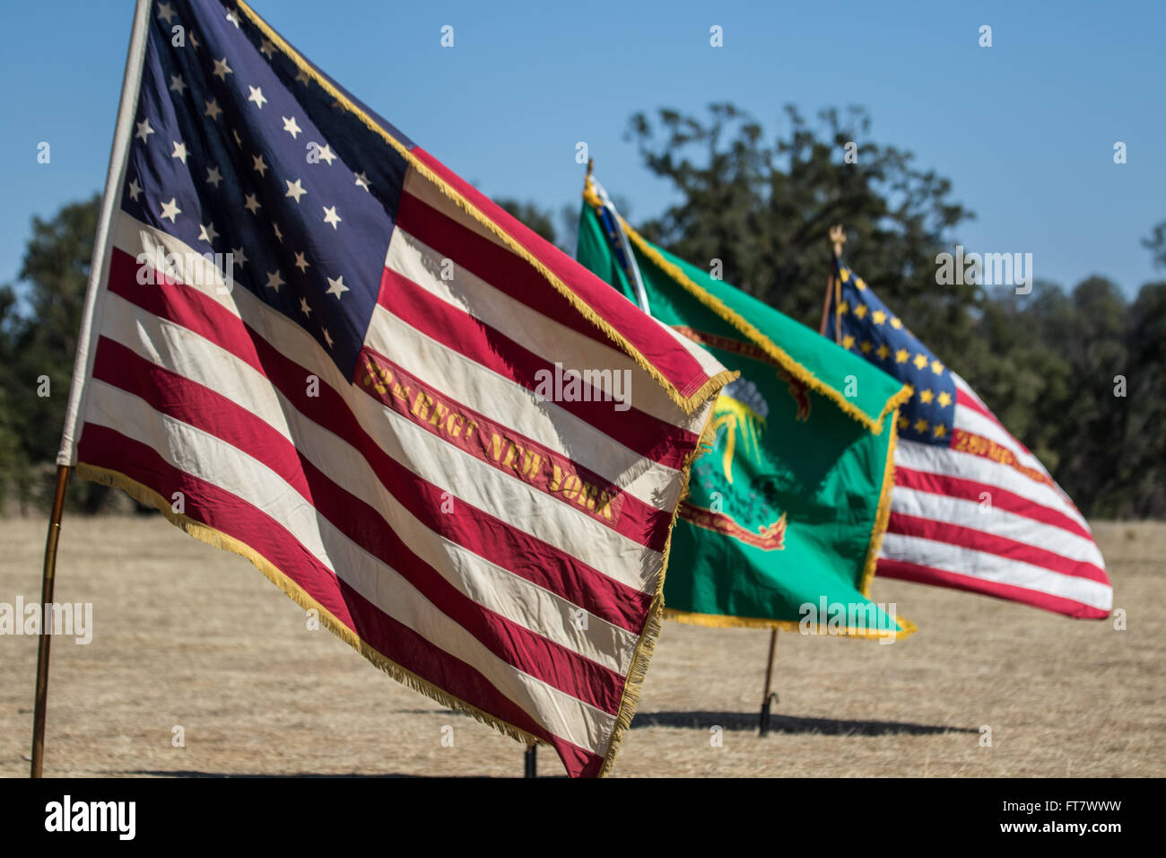 Union flags on display at an American Civil War reenactment Stock Photo ...