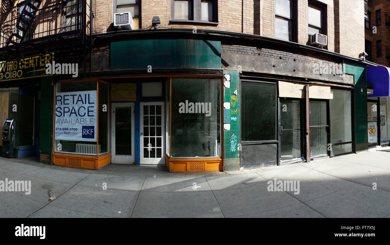 Panorama of vacant retail space in the New York neighborhood of Chelsea ...