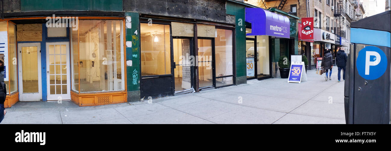 Panorama of vacant retail space in the New York neighborhood of Chelsea ...