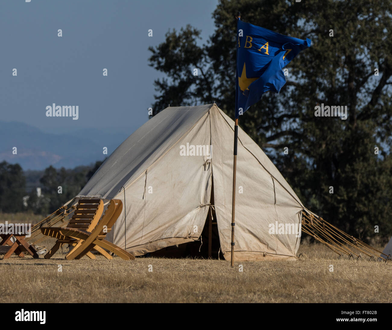 Civil War era tent at a Confederate camp at a reenactment in Anderson ...