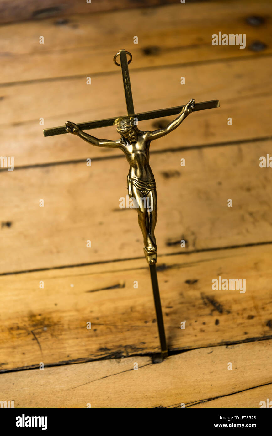 Jesus on metal cross Stock Photo - Alamy