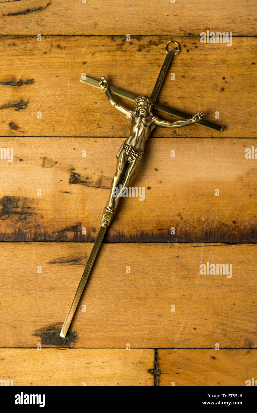 Jesus on metal cross Stock Photo - Alamy