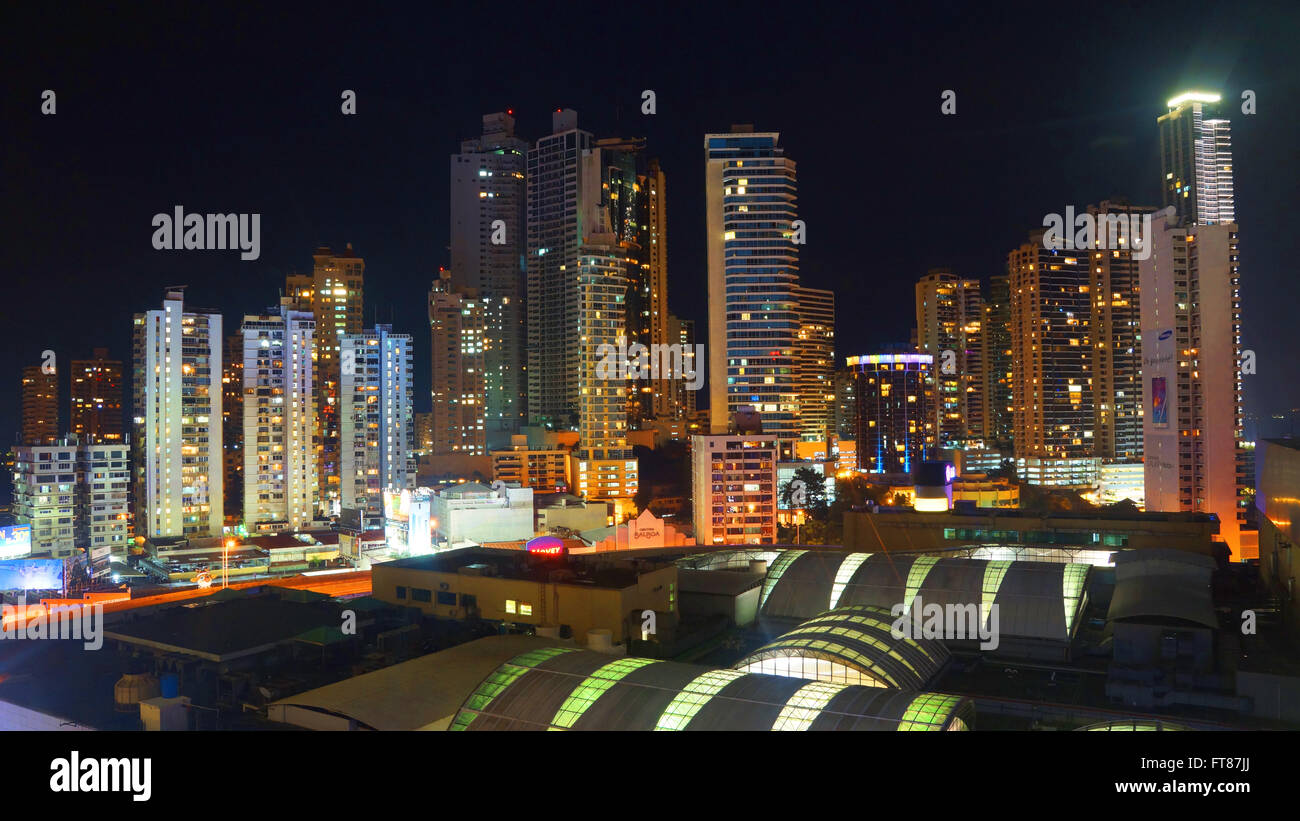Night panoramic view of downtown of Panama City Stock Photo - Alamy