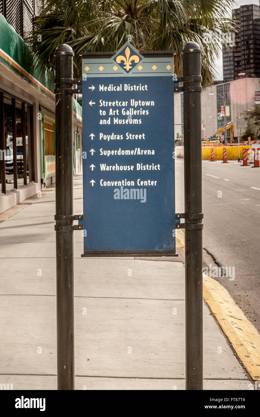 Sign with directions around town in New Orleans Stock Photo - Alamy