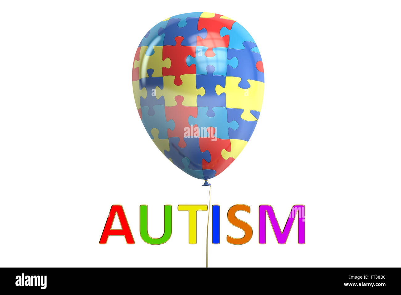 Autism concept with balloon, 3D rendering isolated on white background ...