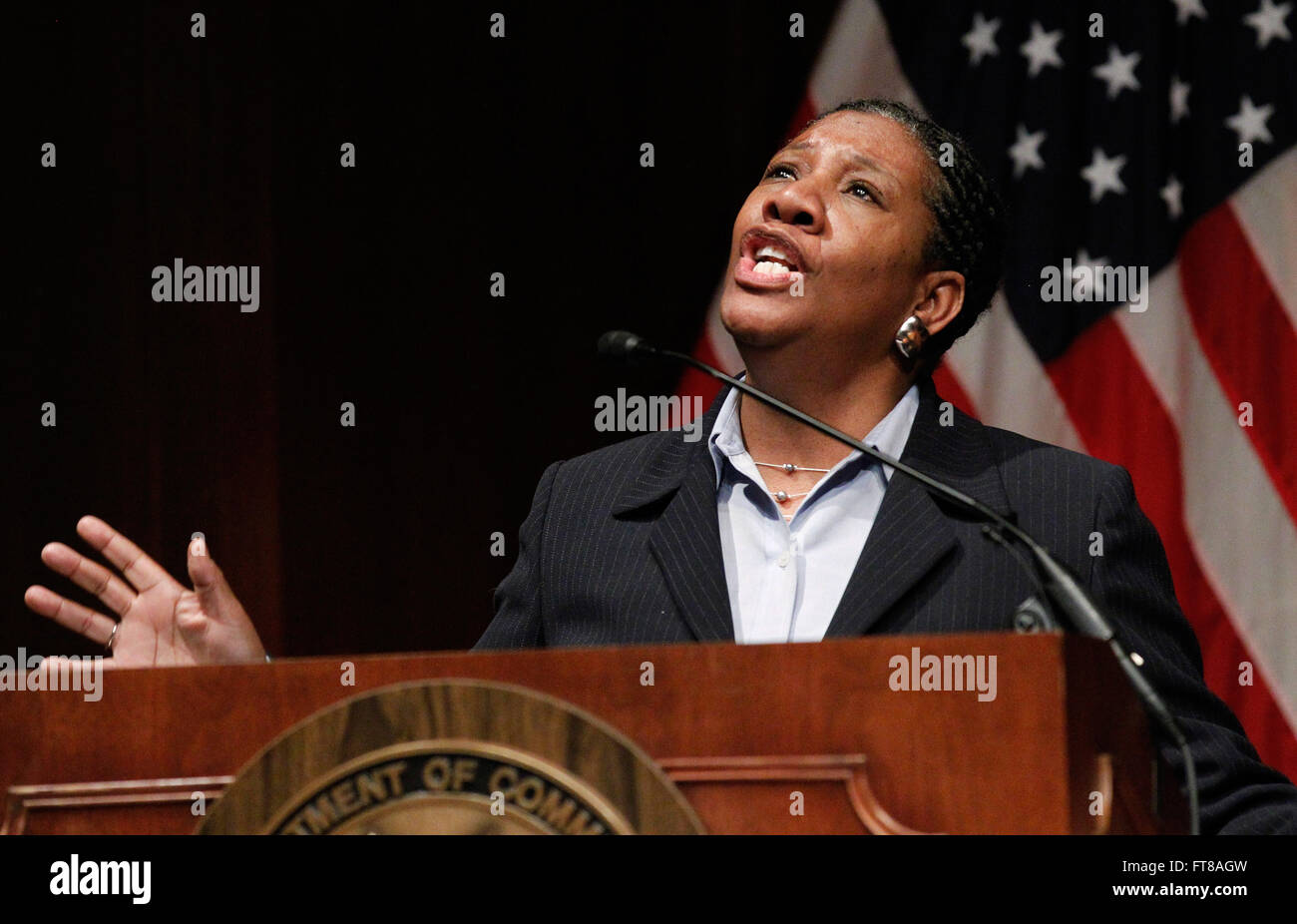 U.S. Customs and Border Protection employee Cynthia Wilson sings the ...