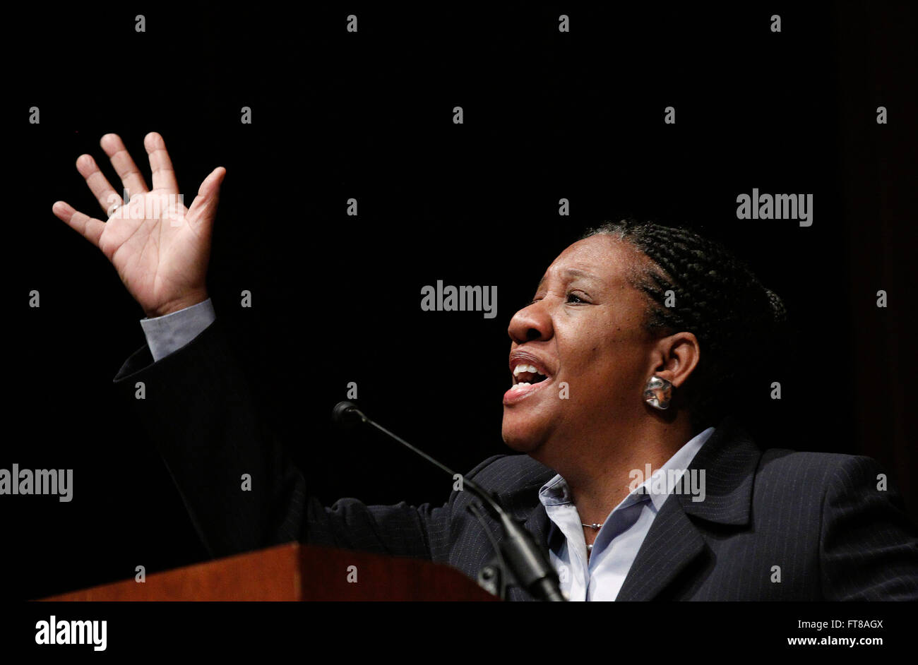 U.S. Customs and Border Protection employee Cynthia Wilson sings a ...