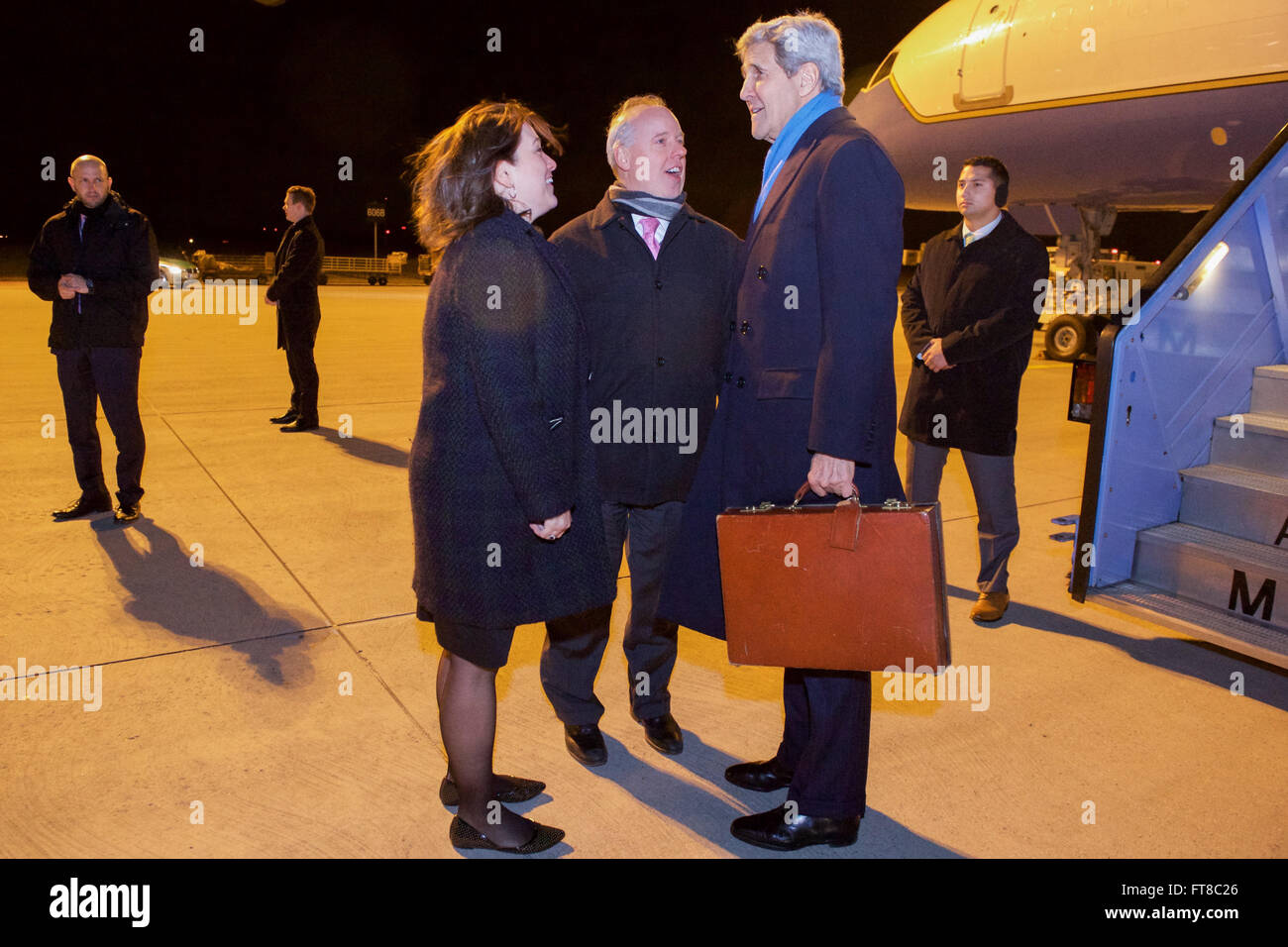 U.S. Secretary of State John Kerry is pictured speaking with U.S ...