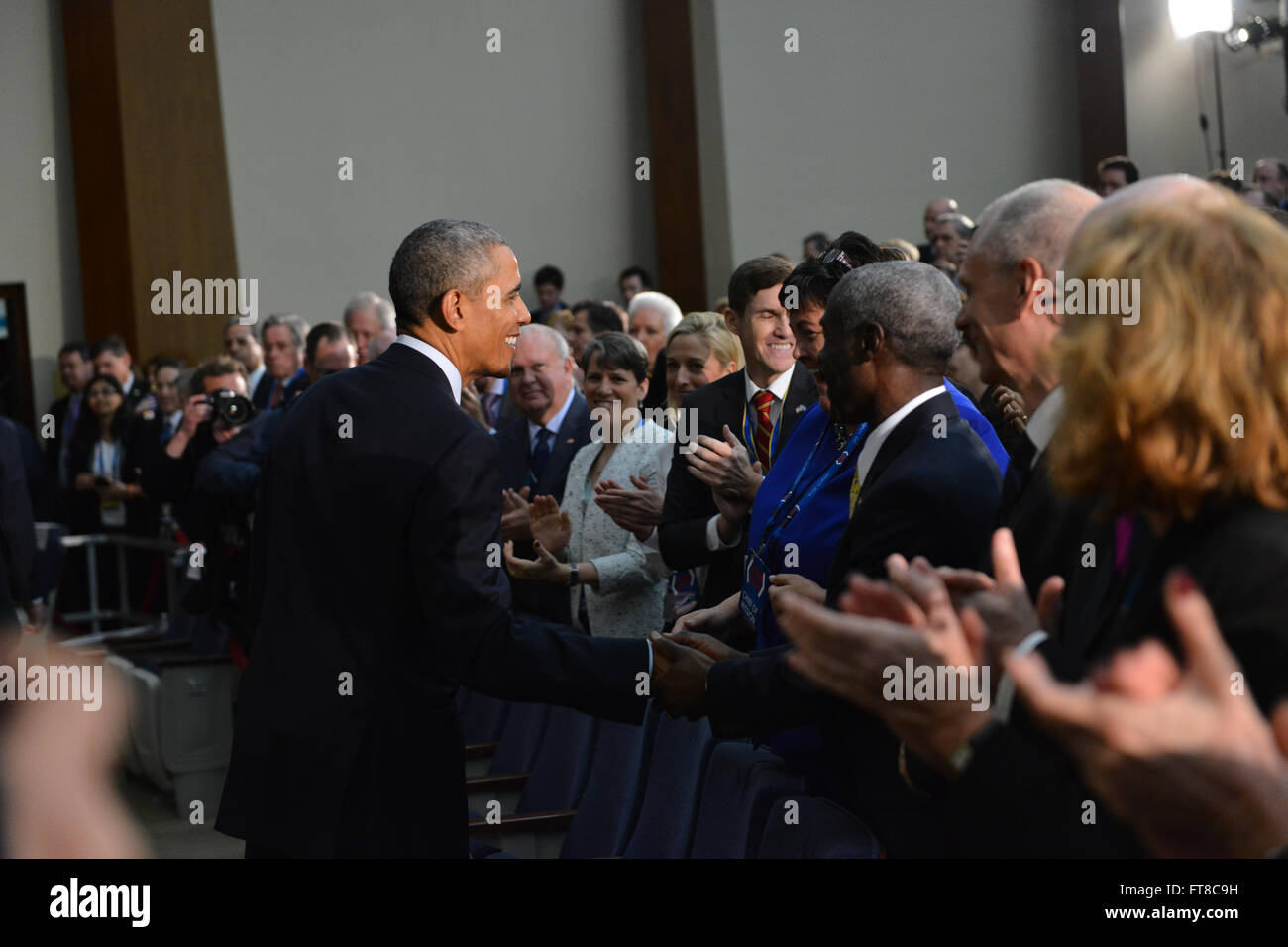 President Barack Obama greets U.S. Ambassadors in attendance at the ...