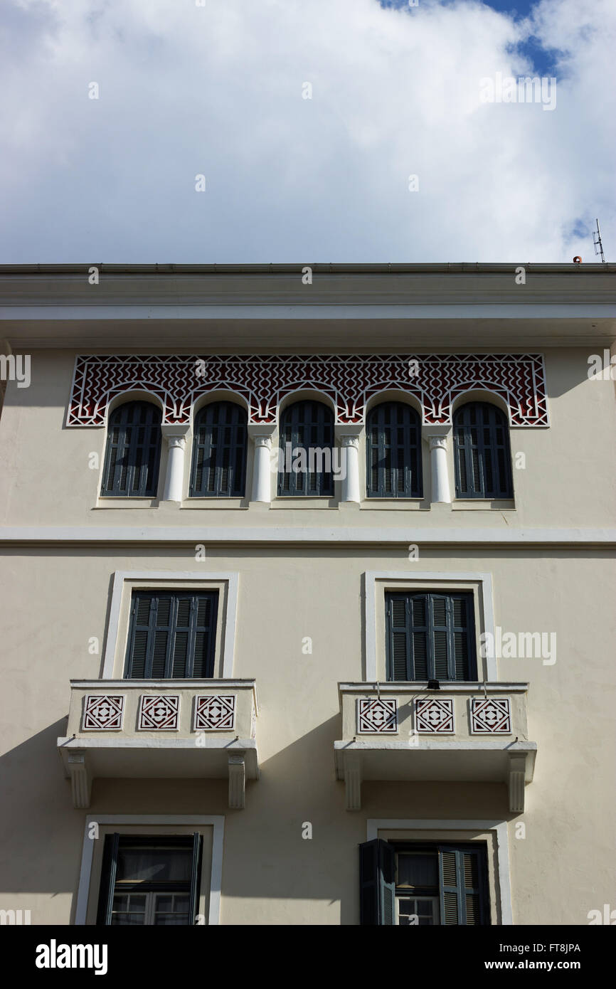 Greek neoclassical plaster cast ornament balcony & windows patterns on ...