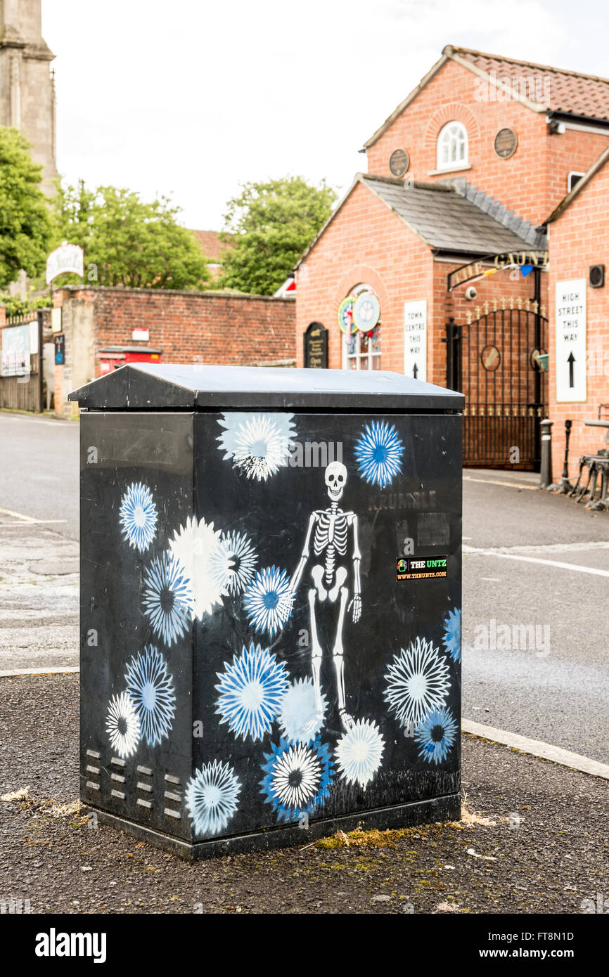 Colourful graffiti pictured on a Power / Electrical box, Glastonbury ...