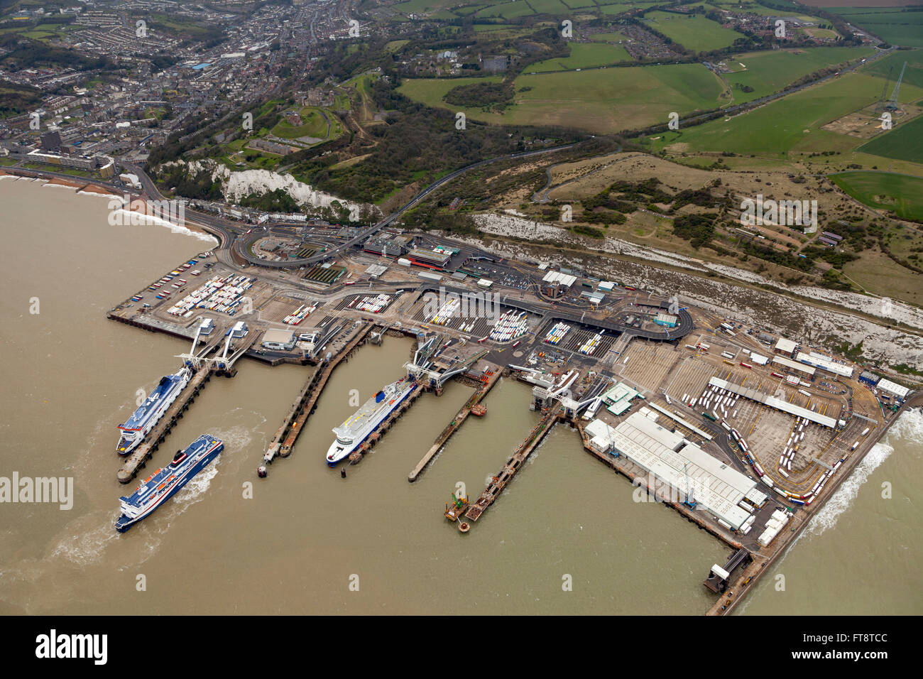 Aerial view of Dover harbour port, Kent Stock Photo - Alamy