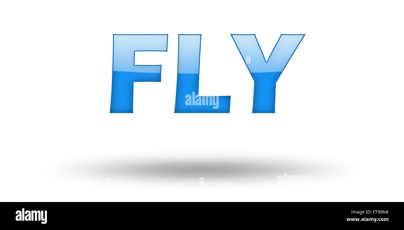 Word FLY with blue letters and shadow Stock Photo - Alamy