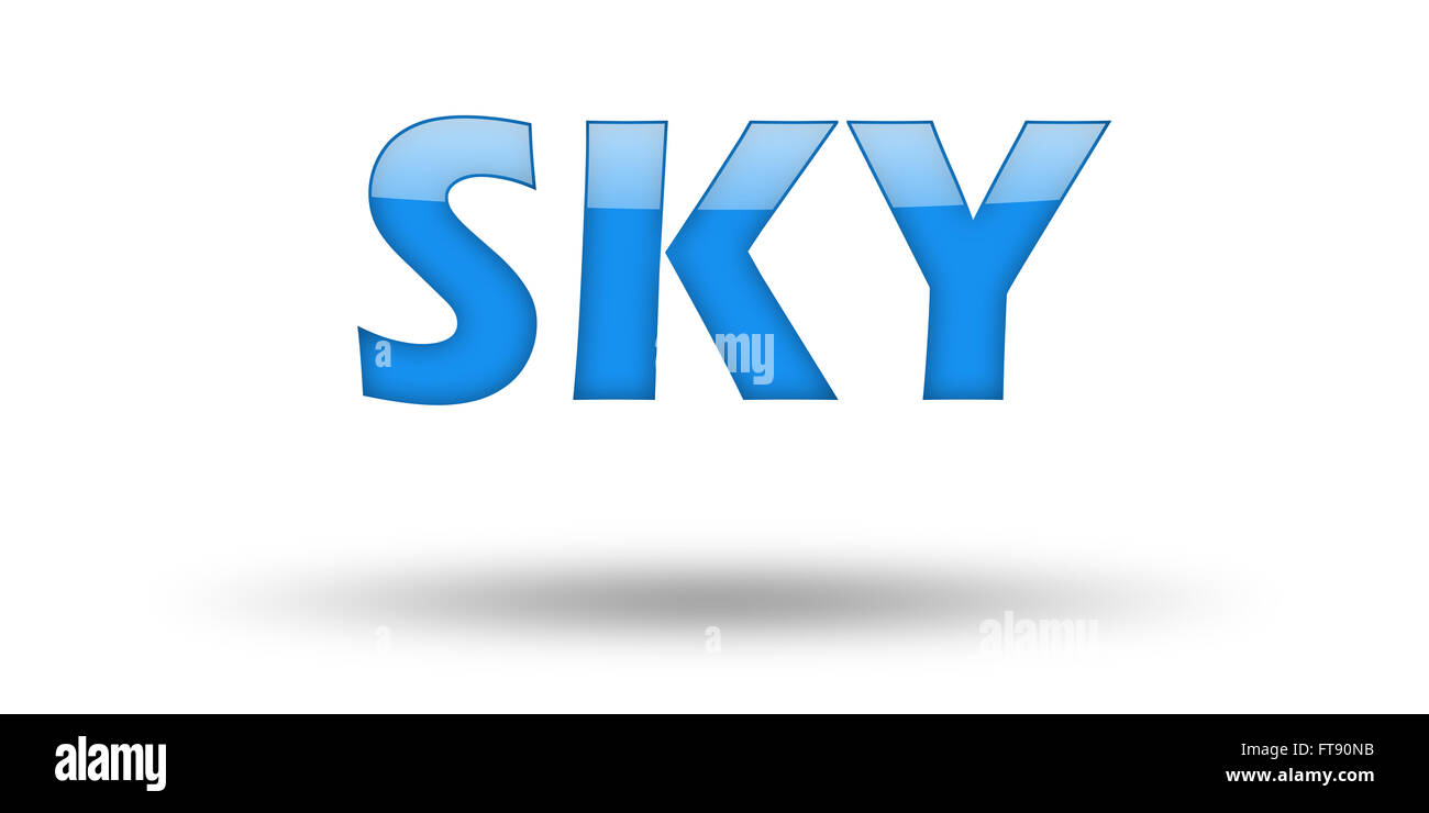 Word SKY with blue letters and shadow Stock Photo - Alamy