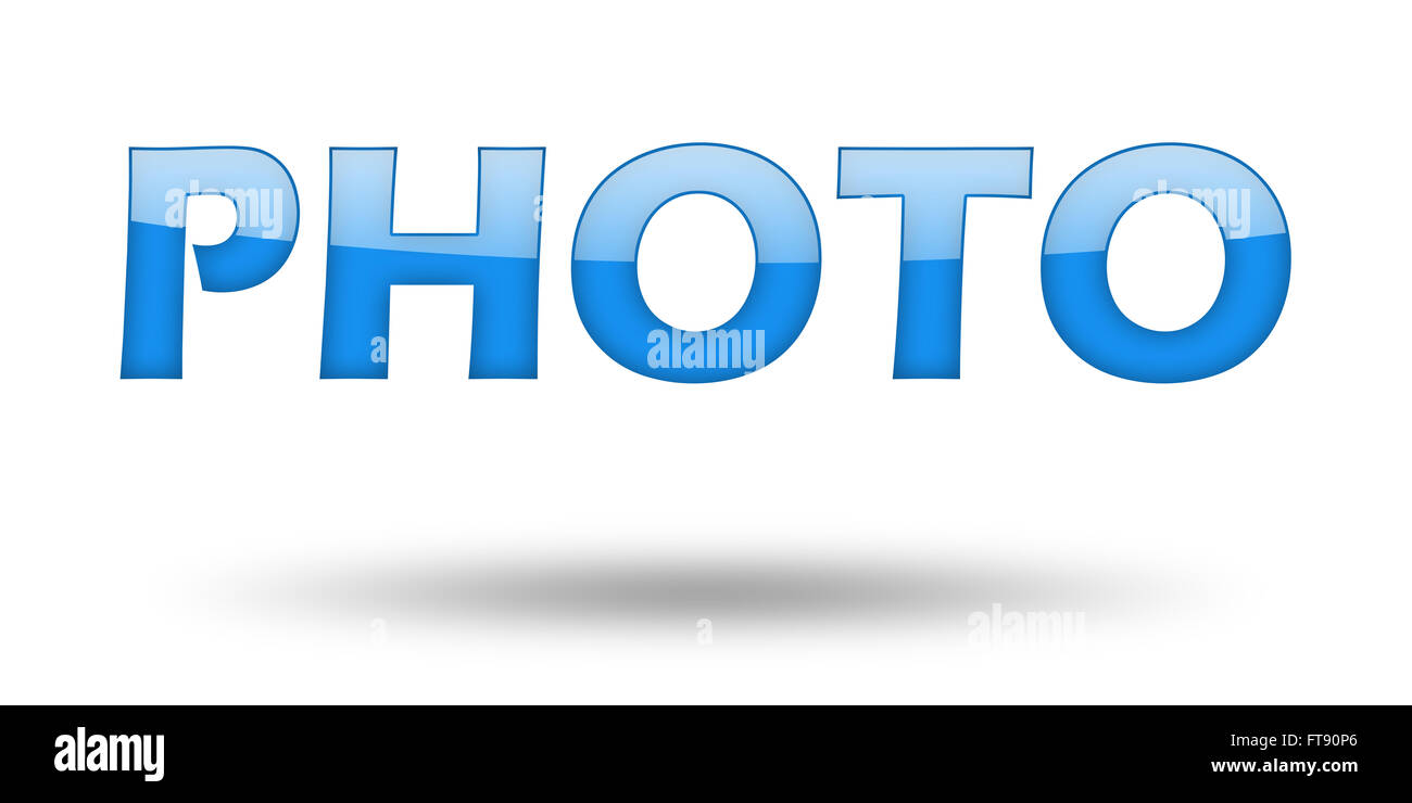 Word PHOTO with blue letters and shadow Stock Photo - Alamy