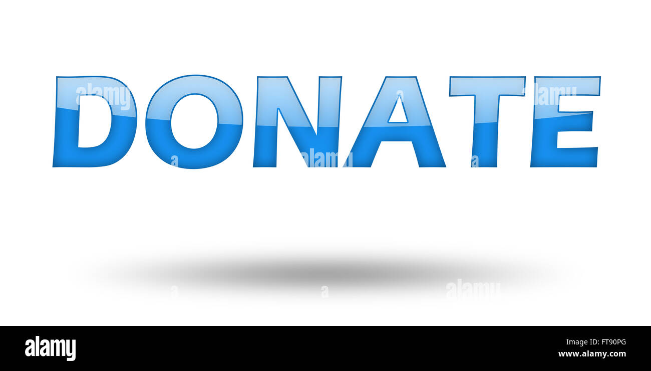 Word DONATE with blue letters and shadow Stock Photo - Alamy