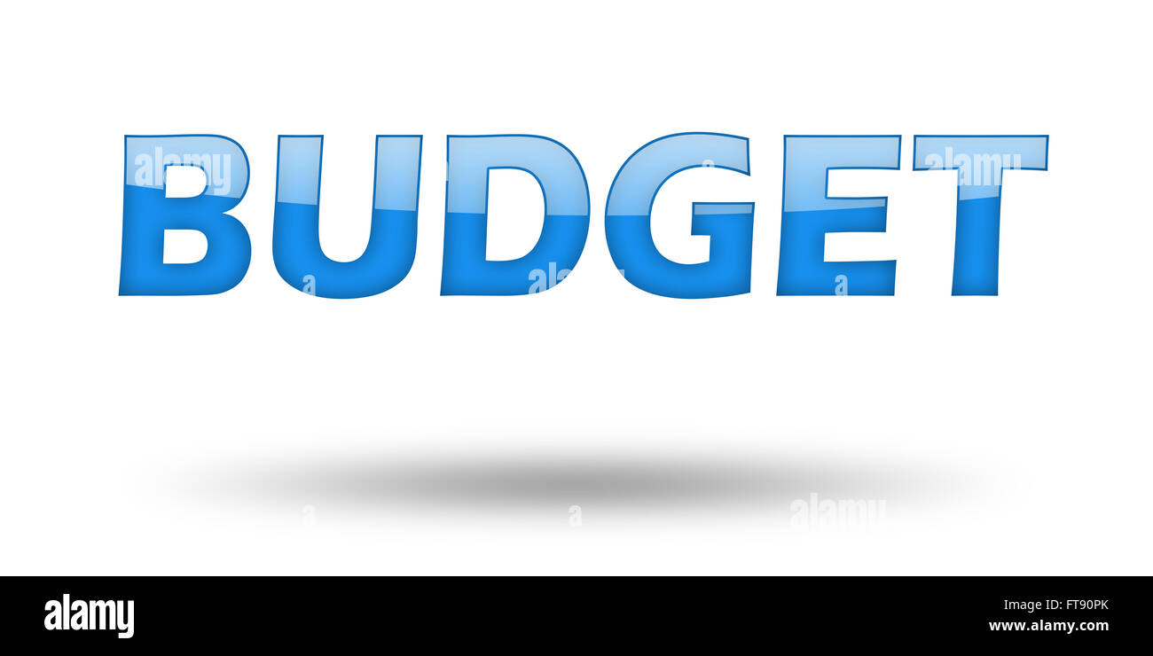 Word BUDGET with blue letters and shadow Stock Photo - Alamy