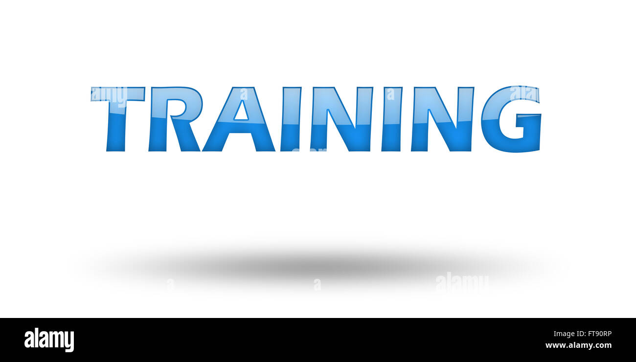 Word TRAINING with blue letters and shadow Stock Photo - Alamy